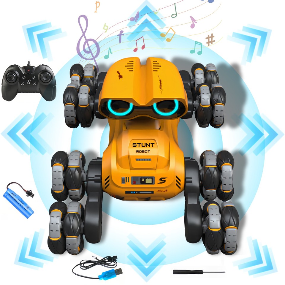 Remote Control Car Rechargeable Robot RC Stunt Cars Toys for Ages 5-7 ...