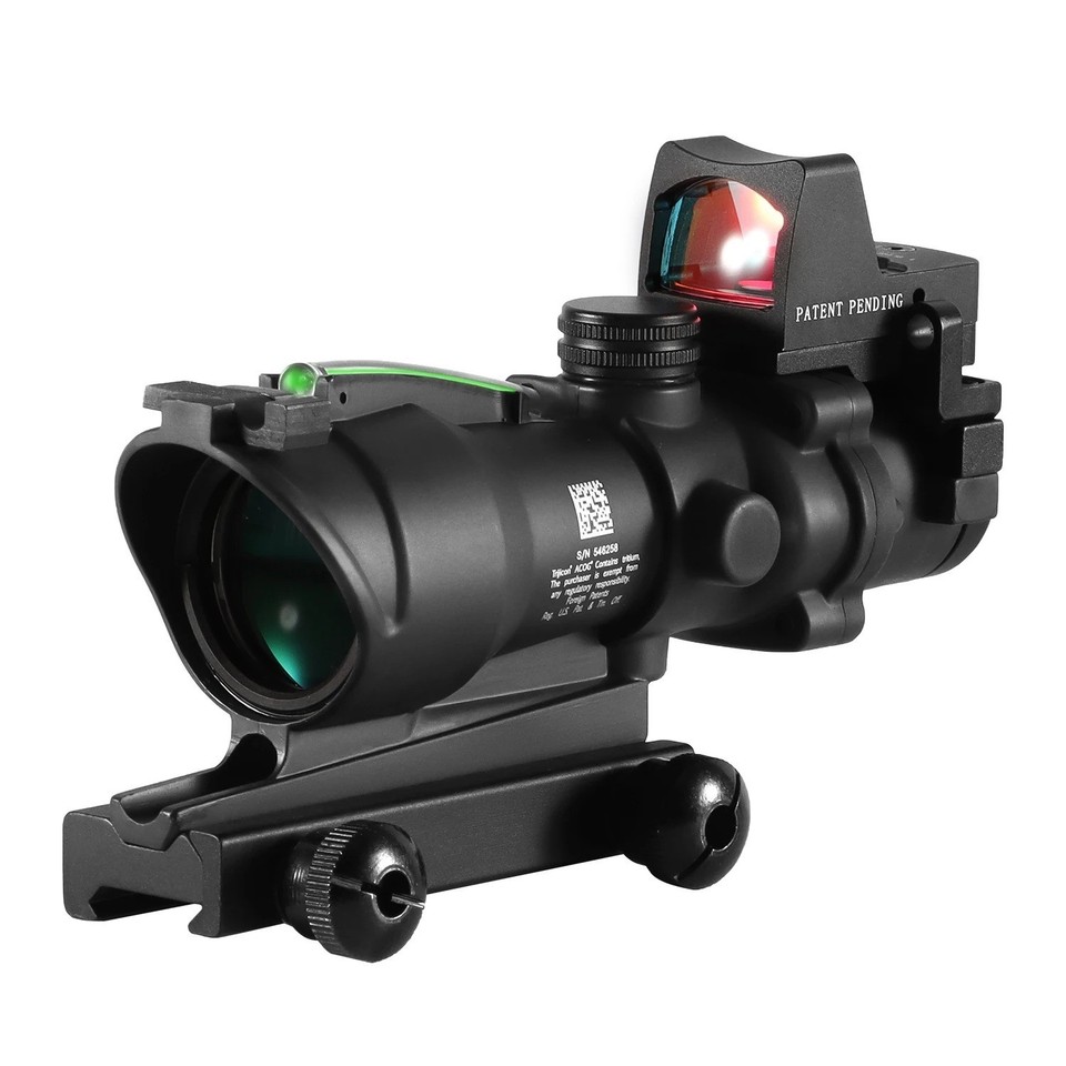 4x32 Fiber Optic ACOG Style Scope Green Chevron Reticle With RMR Red ...