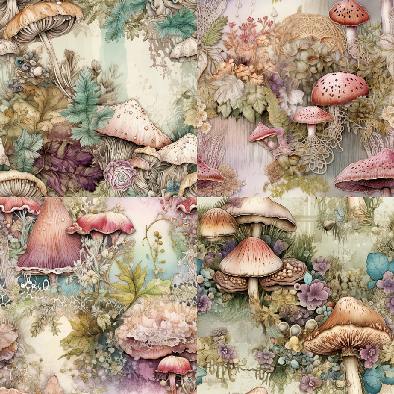 24Pcs Vintage Mushrooms Scrapbook Paper Pad Cardstock Journal Album ...