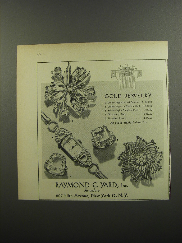 1953 Raymond C. Yard Jewelry Ad - Gold Jewelry | eBay