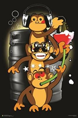 Beer Drinking Monkeys Funny Cool Wall Decor Art Print Poster 24x36 inch ...