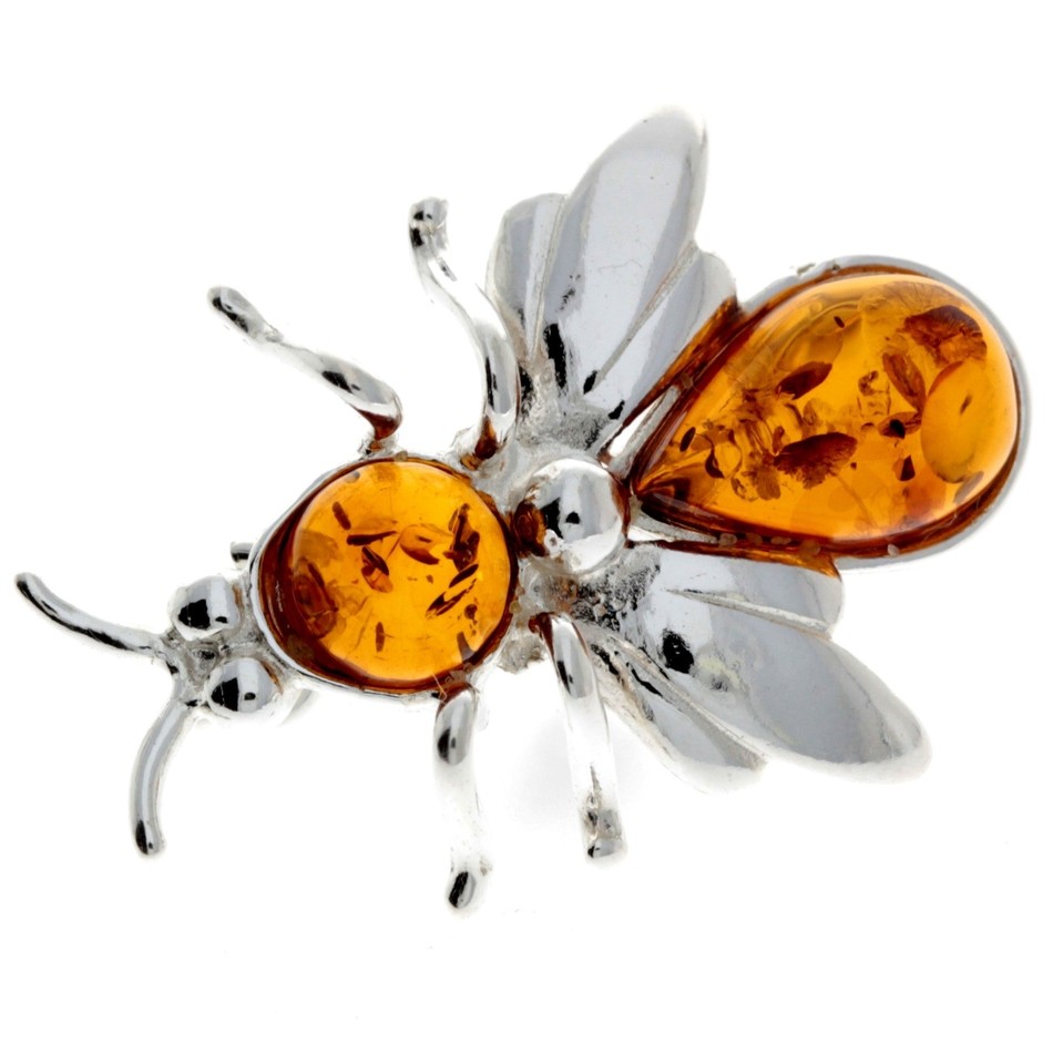 925 Sterling Silver & Baltic Amber Fly Brooch - M801 | eBay UK