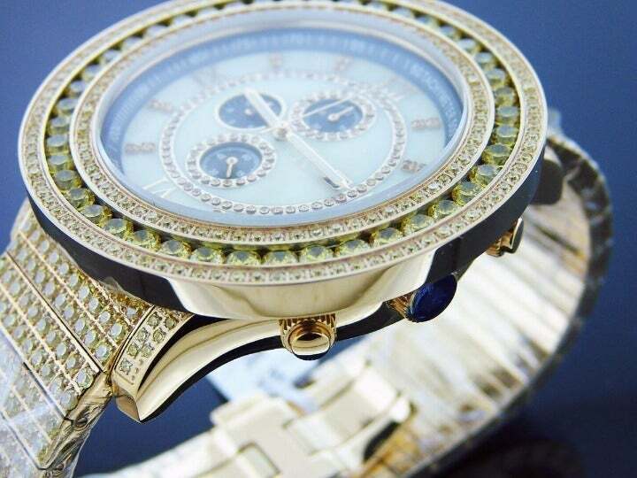 Mens quartz Techno Com Kc 54mm yellow Simulated Diamond Watch yellow ...