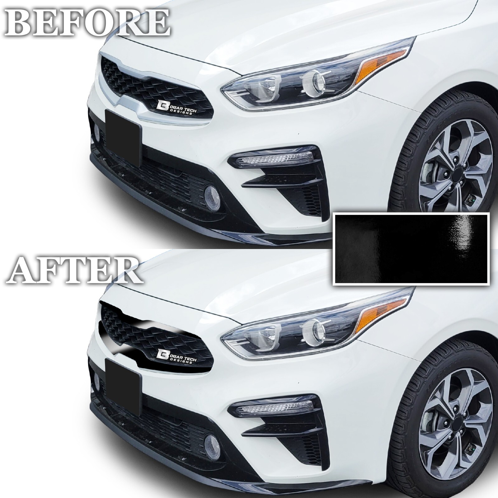 Fits Kia Forte 2019-2021 Grille Bumper Chrome Delete Decal Film ...