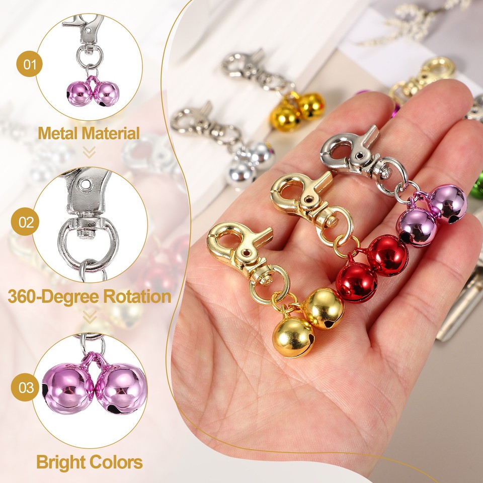 2Pcs Cat Bell, Small Pet Collar Bells for Backpack, Silver/Pink | eBay