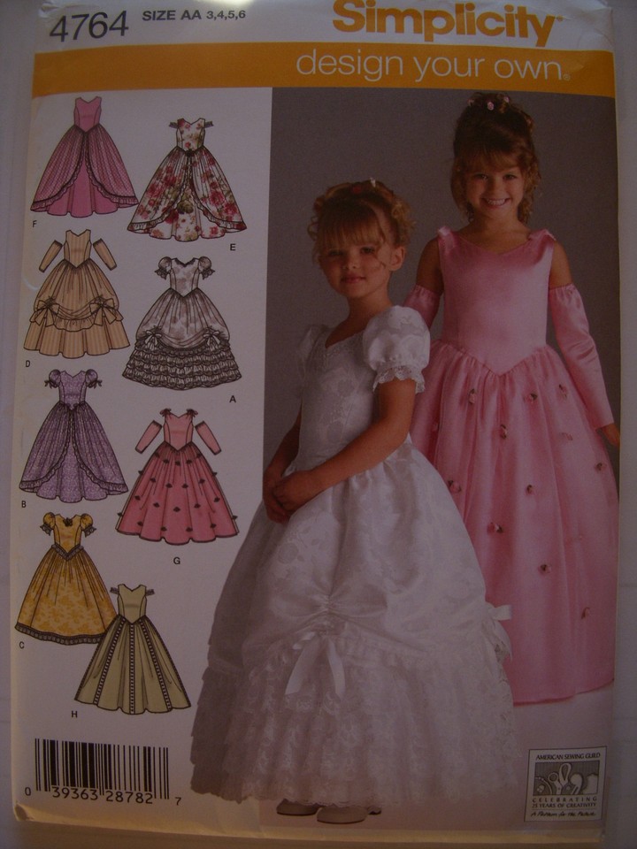 Sewing Patterns Pageant /Holiday/Party Girl's Dresses/Gowns Size 1/2M ...