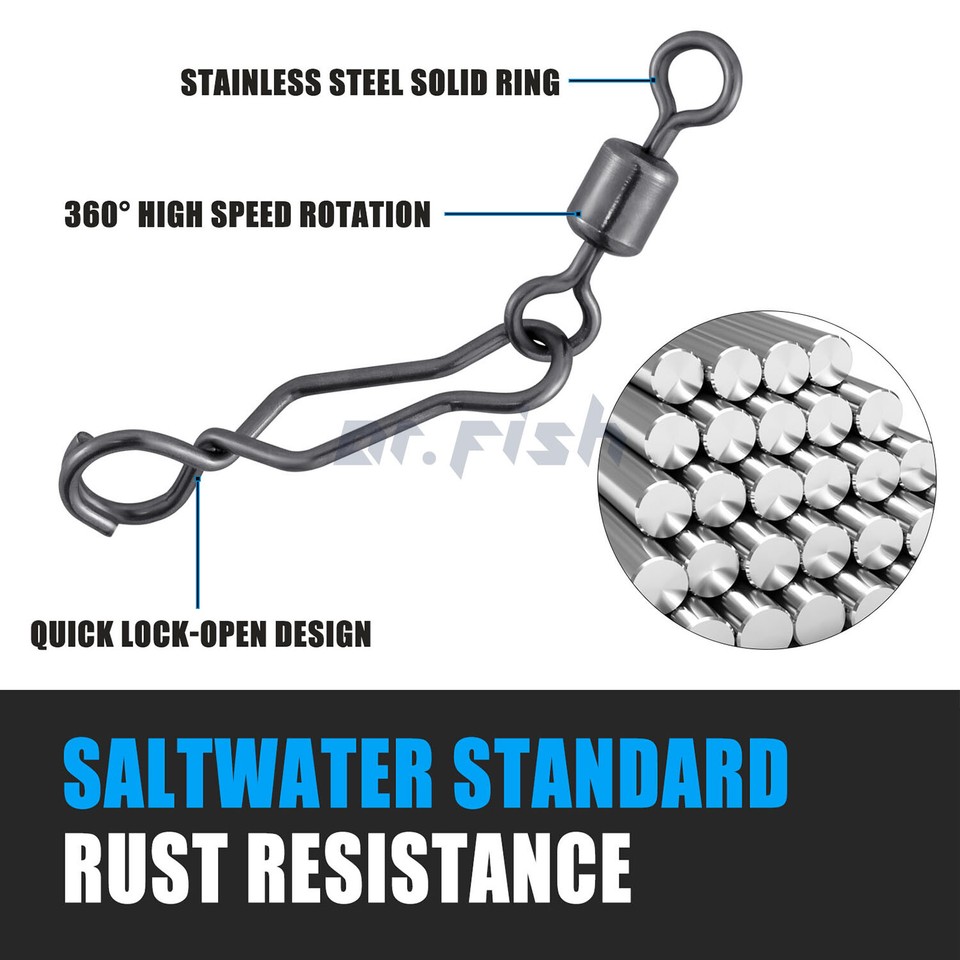 20/50/100PCS Fishing Speed Clips Quick Change Rolling Swivel Snap Lure ...