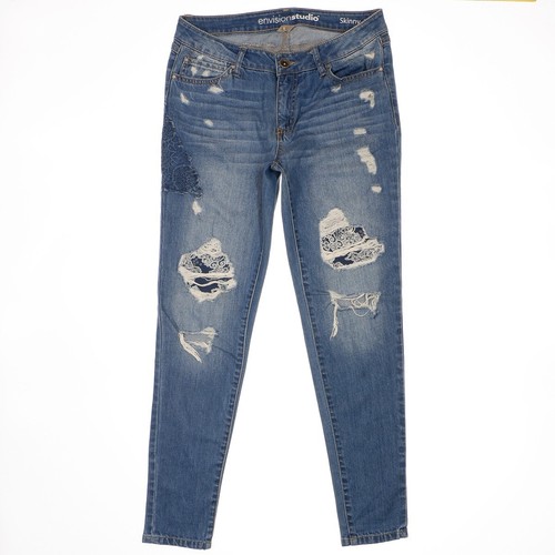 Envision Studio Skinny Fit Jeans 8 (31x28.5) Distressed Mid Rise Womens ...