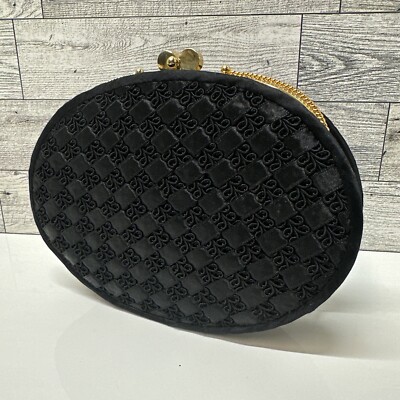 Bechamel Black Evening Purse Bag Clutch Shoulder Chain Strap Kiss Lock ...