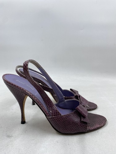 Miu Miu Purple Snakeskin Bow Pump Slingback Heel W 7 | eBay Australia