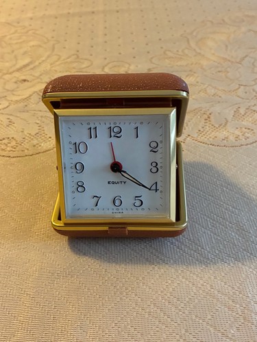 VINTAGE EQUITY WIND UP FOLD UP TRAVEL ALARM CLOCK MODEL 102-05 WORKS | eBay