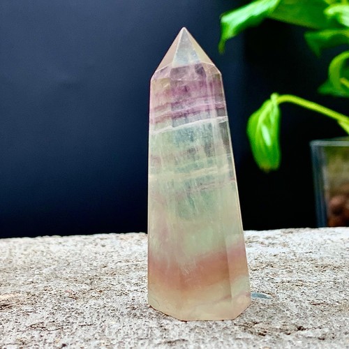 37G Natural rainbow fluorite crystal pillar wand Obelisk Energy healing ...