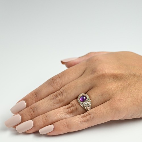 Antique 2.5ct No-Heat Burma Star Ruby Cab Diamond Pave Ring | eBay