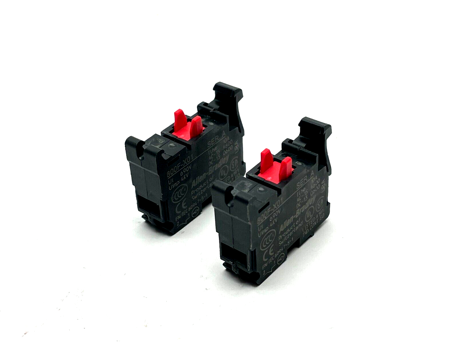 Allen Bradley 800F-X01 Ser A Contact Block 22.5mm Plastic 1 NO LOT OF 2 ...