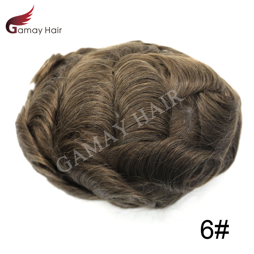 Mens Toupee Full Poly Hairpiece All Skin PU Human Hair Replacement ...