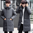 Mens Down Mid Length Jacket Hooded Basic Coats Handsome Warm Thicken ...