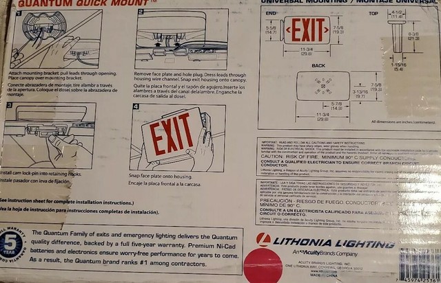 Lithonia Lighting LED Exit Sign LQM S W 3 R 120/277 M6 64a for sale ...