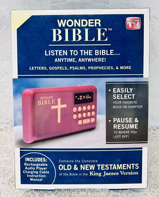 Wonder Bible KJV Audio Player AS SEEN ON TV Rechargeable Old & New ...