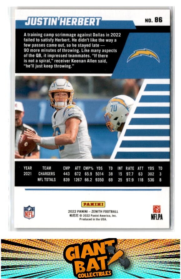 2022 Zenith #86 Justin Herbert | eBay