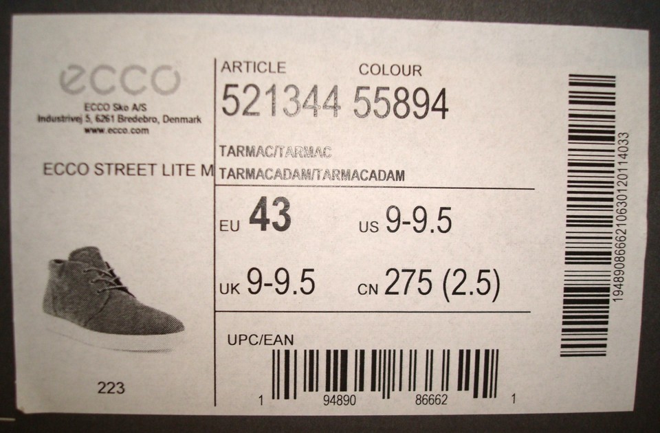 ECCO Street Lite Mens Sz 9.5M Chukka Boot Gray Nubuck Leather Upper ...