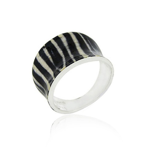 925 Silver Enamel Zebra Print Ring Size 10 | eBay