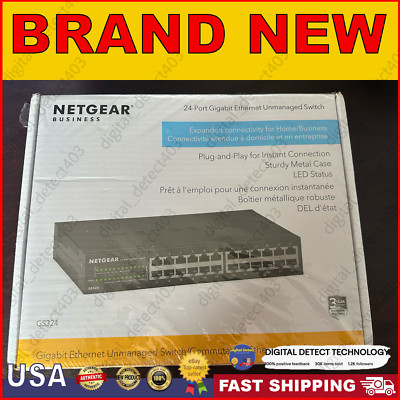 NETGEAR GS324-200NAS 24-Port Gigabit Ethernet Unmanaged Switch - Black ...