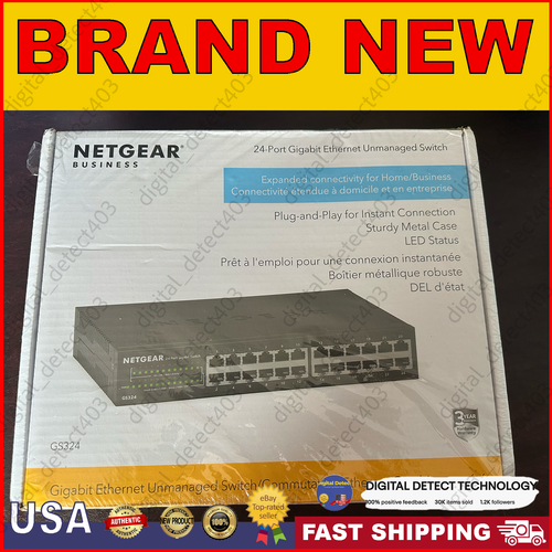NETGEAR GS324-200NAS 24-Port Gigabit Ethernet Unmanaged Switch - Black ...
