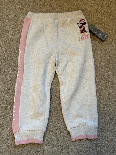 Disney Girls White & Pink Minnie Mouse Jogger Trousers Size 18-24 ...