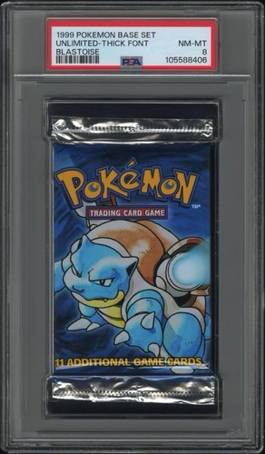 PSA 8 Blastoise Base Set 1999 Unlimited Thick Font Graded Pokemon ...