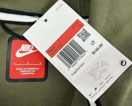 Nike Mens Tech Fleece Full Zip Windrunner Jacket Olive FB7921-222 Size ...
