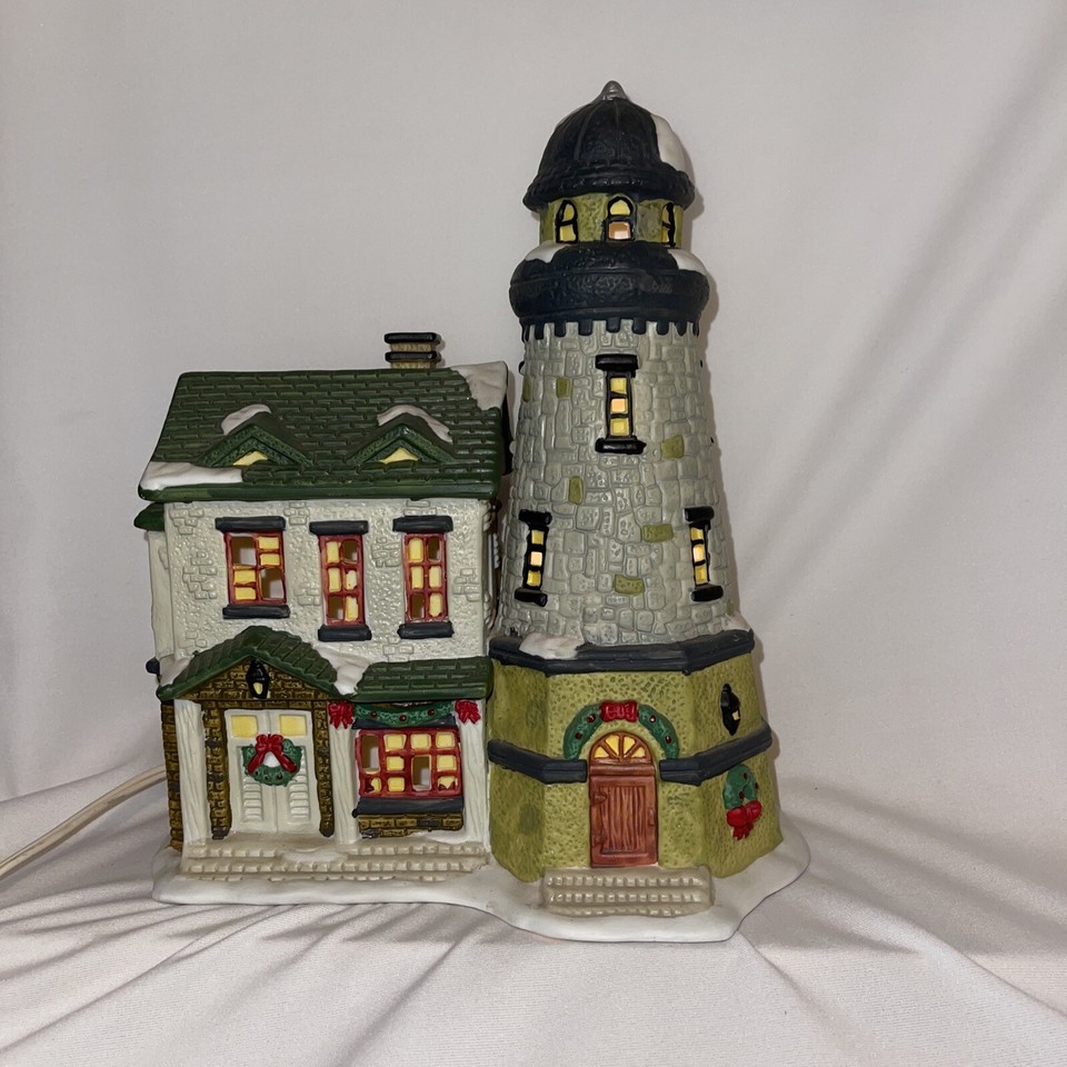 Lighthouse Figurine Dickens Collectible 1988 Ceramic Lighted Inline ...