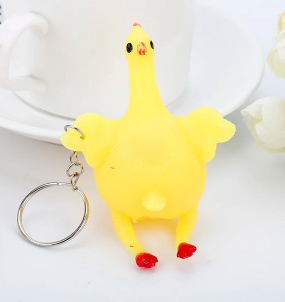 Chicken Yellow Keychain Miniblings Key Ring Computer Game Retro Egg | eBay