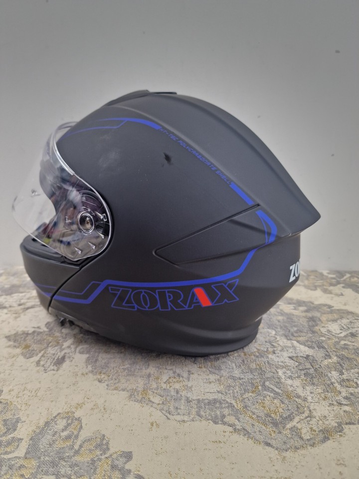 Zorax Safari Matt Black/Blue XXL (63-64cm) Double Visor Full Face ...