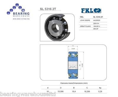 FKL SL 5316 2T Seeding Machine Bearing AA205DD, 205VVH, 188-001V, 205GP ...