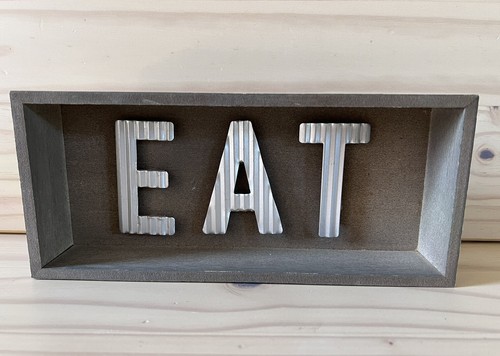Farmhouse Kitchen Decor Small Metal “EAT” Wooden Sign Box 9” NEW | eBay
