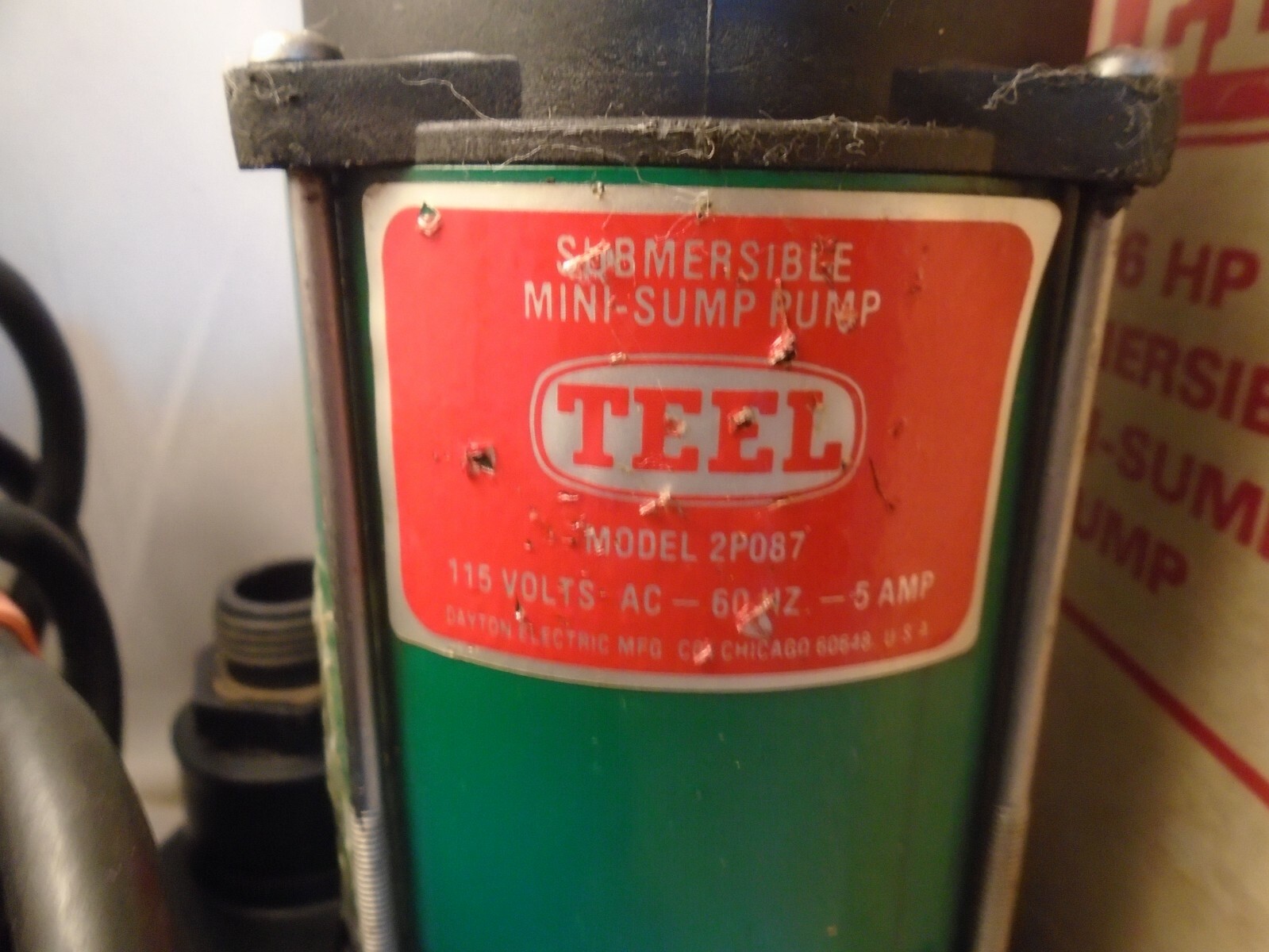 TEEL 1/6 HP SUBMRSIBLE MINI-SUMP PUMP 115V - 1'' DISCHARGE MODEL ...