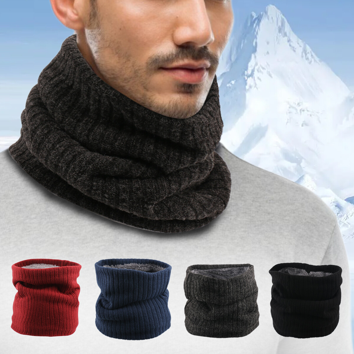 Thermal Fleece Snood Neck Warmer Scarf Warm Winter Ski For Men Women ...
