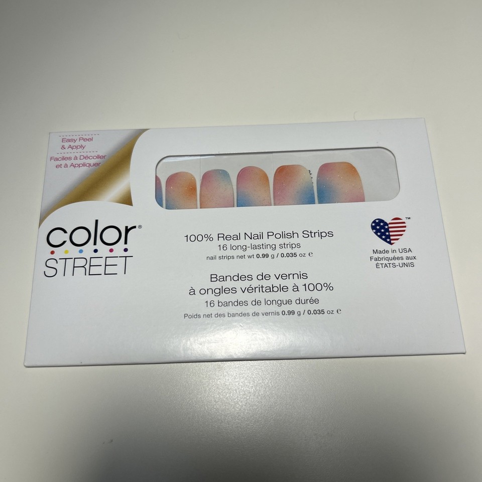 Color Street Nail Polish Strips Boardwalk Lights Glitter Orange Pink ...