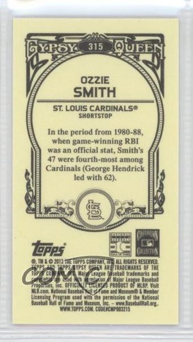 2013 Topps Gypsy Queen Mini Ozzie Smith (Ready to Catch) #315 HOF | eBay