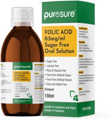 Purosure Folic Acid Liquid 150ml Sugar Free Oral Solution - 0.5G/ML ...