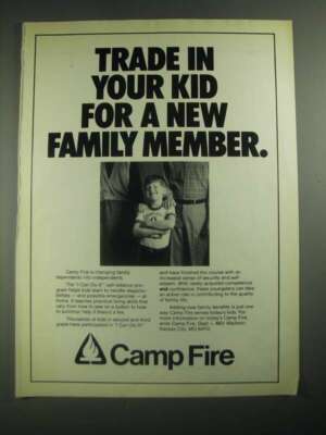 1987 Camp Fire Ad - Trade in Your Kid For a New Family Member | eBay