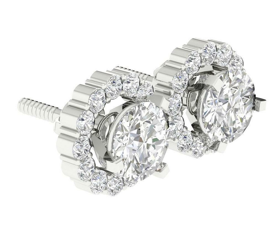 I1G Round Diamond Removable Jacket 0.35Ct Solitaire Stud Earring 1.10Ct ...