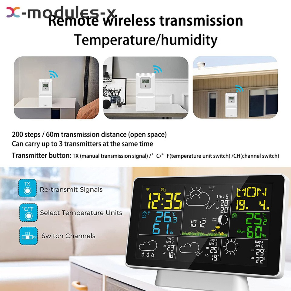 LCD Color Screen WiFi Smart Weather Clock 4-Day Weather Forecast Weather Station | eBay