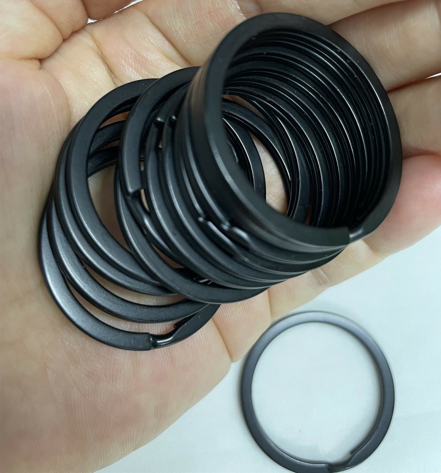 25-35MM Strong Steel Split Rings Black Key Ring Metal Loop Flat ...