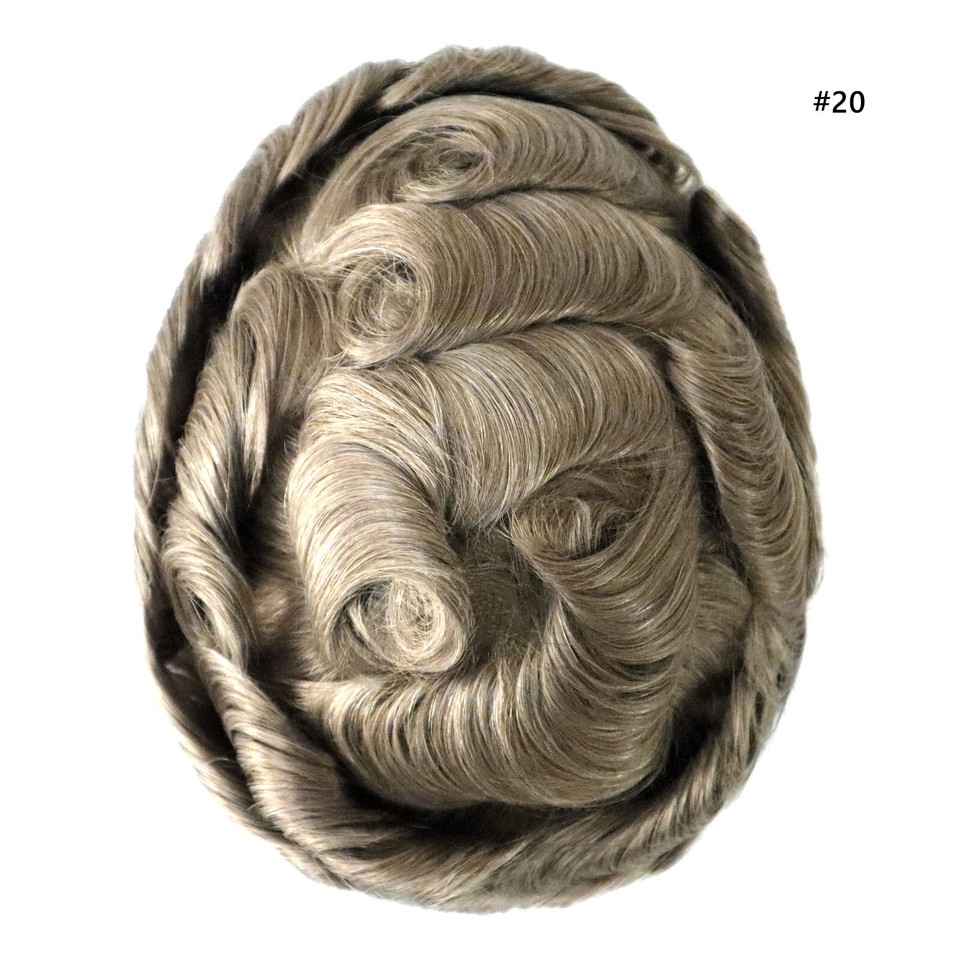 Mens Toupee Human Hair Replacement System Poly Skin V Real Wigs ...