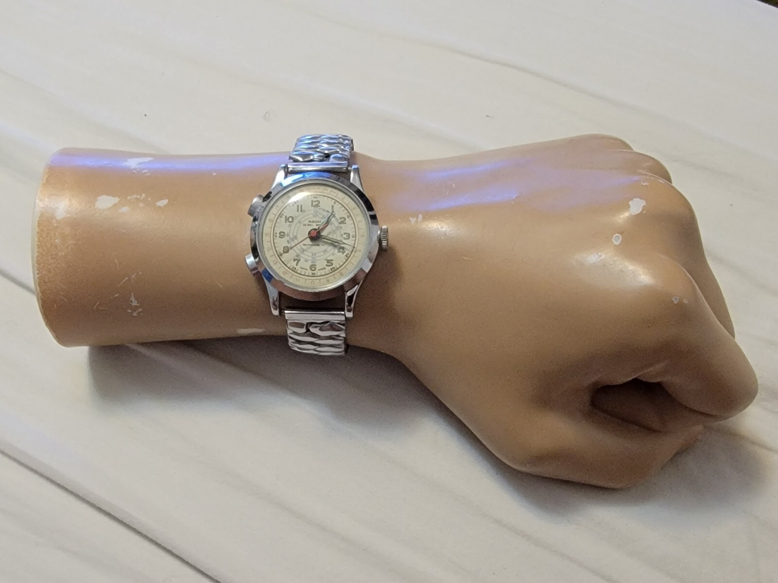 Rare Vintage Agon Sportometer Stainless Steel 17 jewels telemeter dial ...