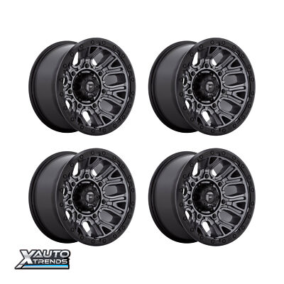 Fuel D825 Traction Matte Gunmetal With Black Ring 17X9 5X127 -12mm Set ...