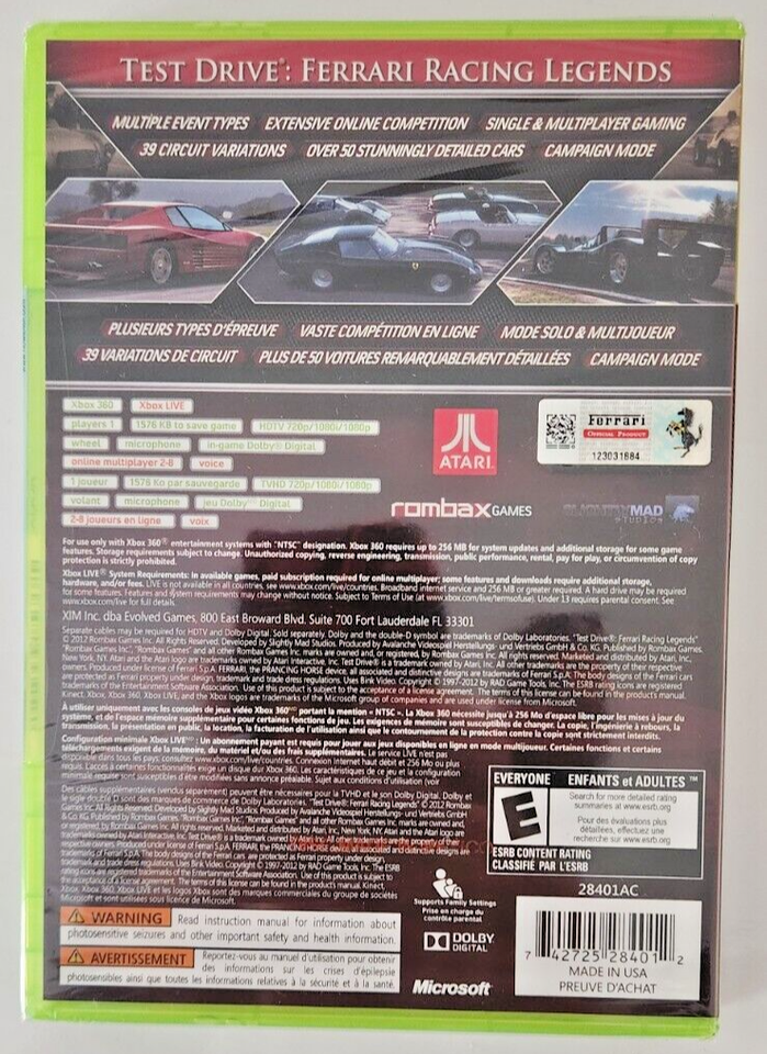 Test Drive: Ferrari Racing Legends Xbox 360 Brand New Game (2012 ...