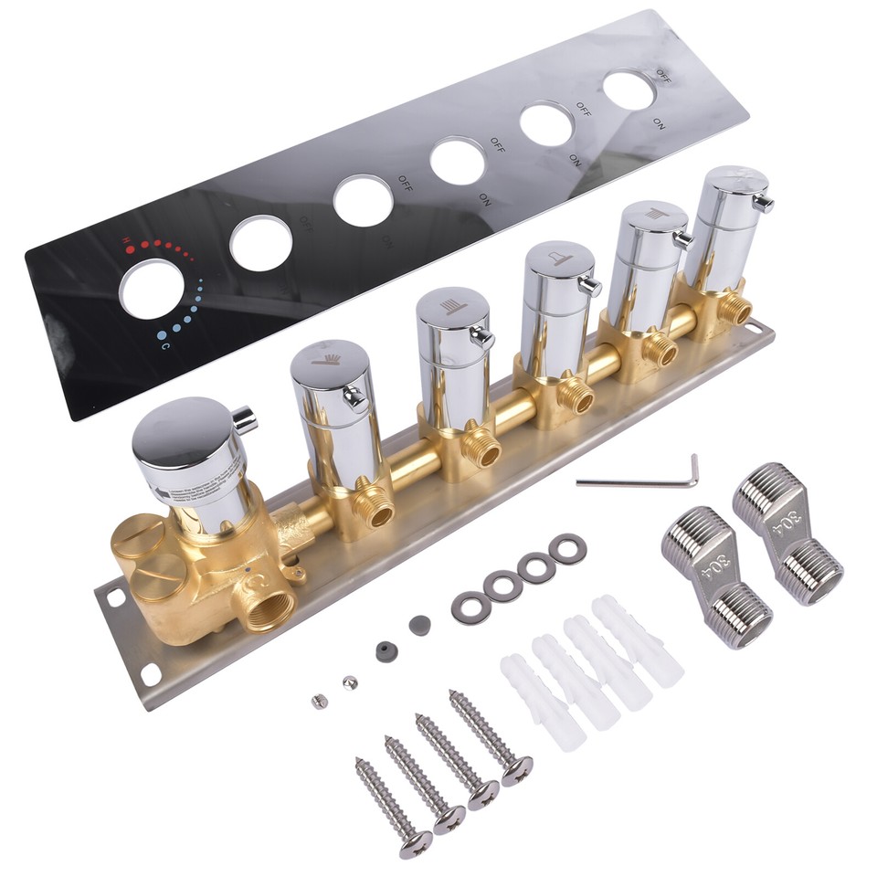 3/4/5 Way Shower Diverter Valve Kit Thermostatic Individual On Off Flow ...