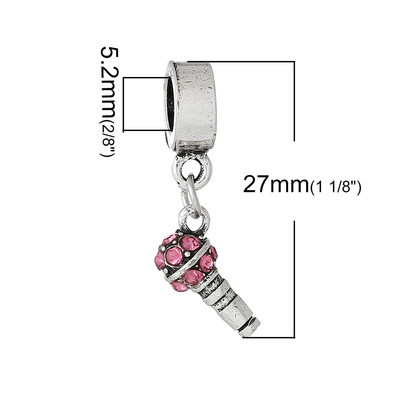 "Microphone with Colored Crystals" Charm Bead for Most European Sn ...